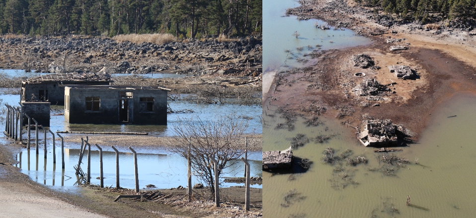 SEBEN GÖLÜ'NÜN BOŞALTILMA ÇALIŞMALARINDA ESKİ YAPILAR GÜN YÜZÜNE ÇIKTI ...